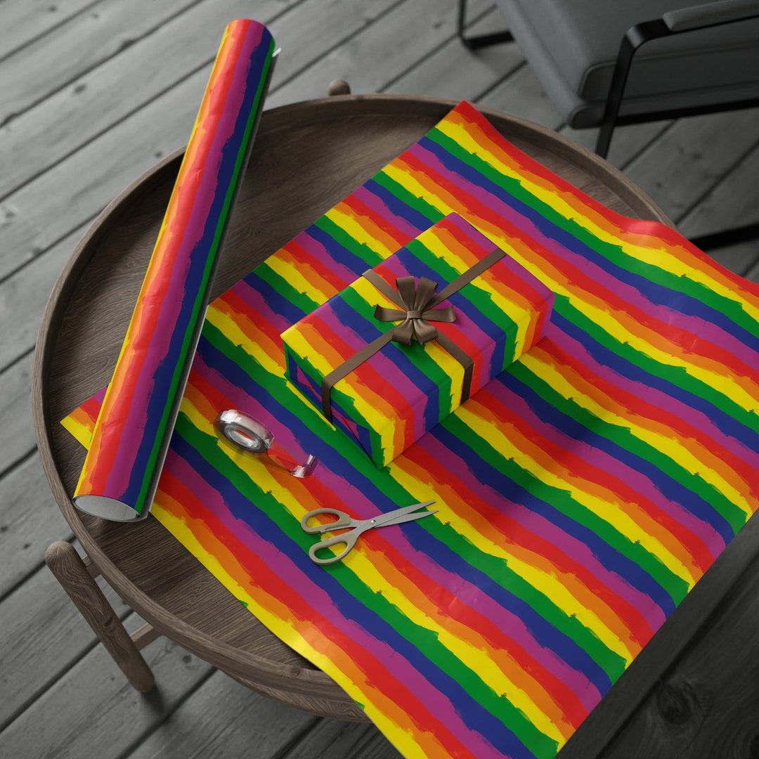 Rainbow Wrapping Paper Roll, Pride Gift Wrap, Birthday Present, Pride ...