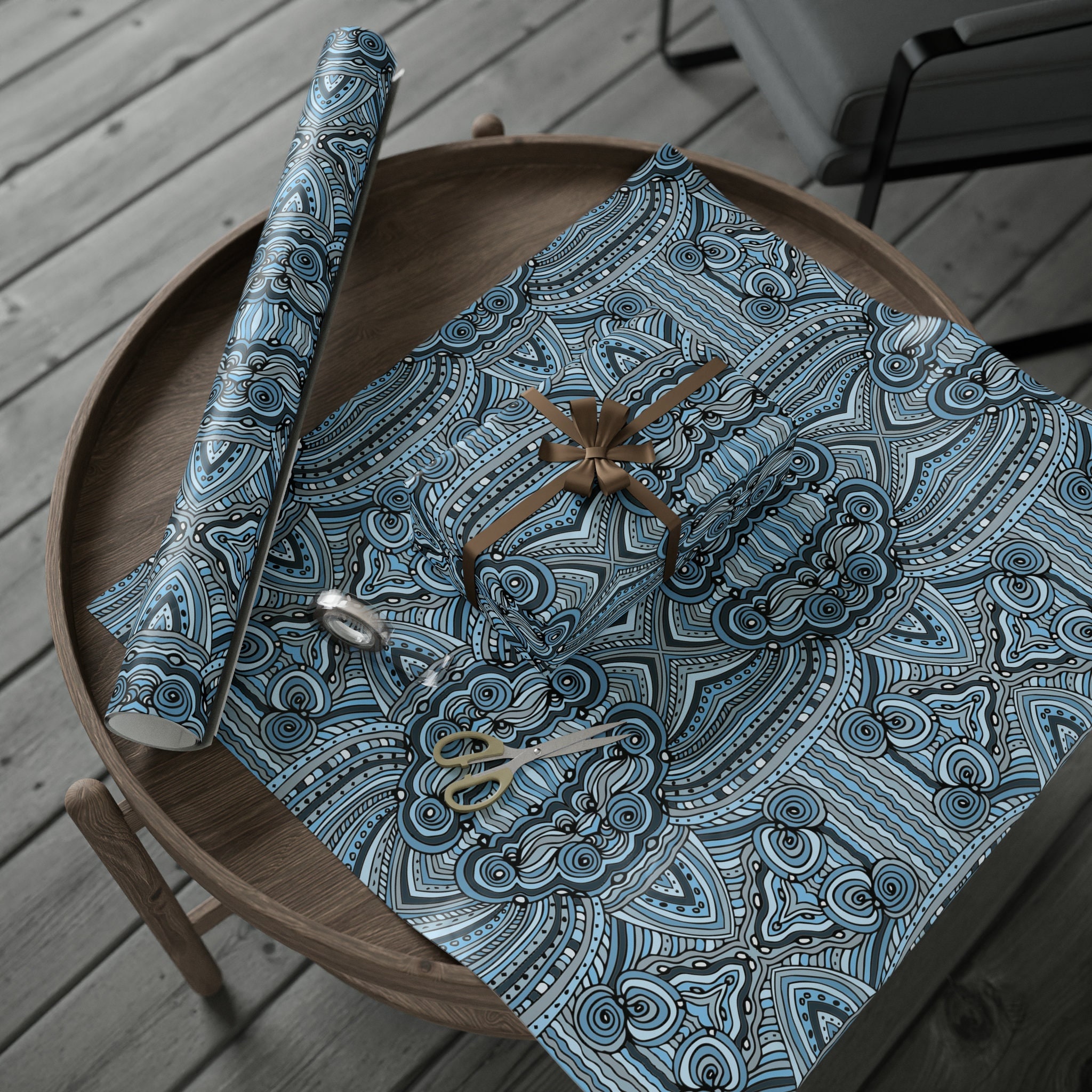 Shades of Blue Wrapping Paper Roll Matte or Glossy Abstract - Etsy