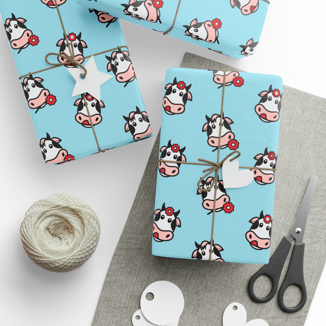 Cute Barnyard Cow Wrapping Paper Roll, Moo Animal Gift Wrap, Cows With ...