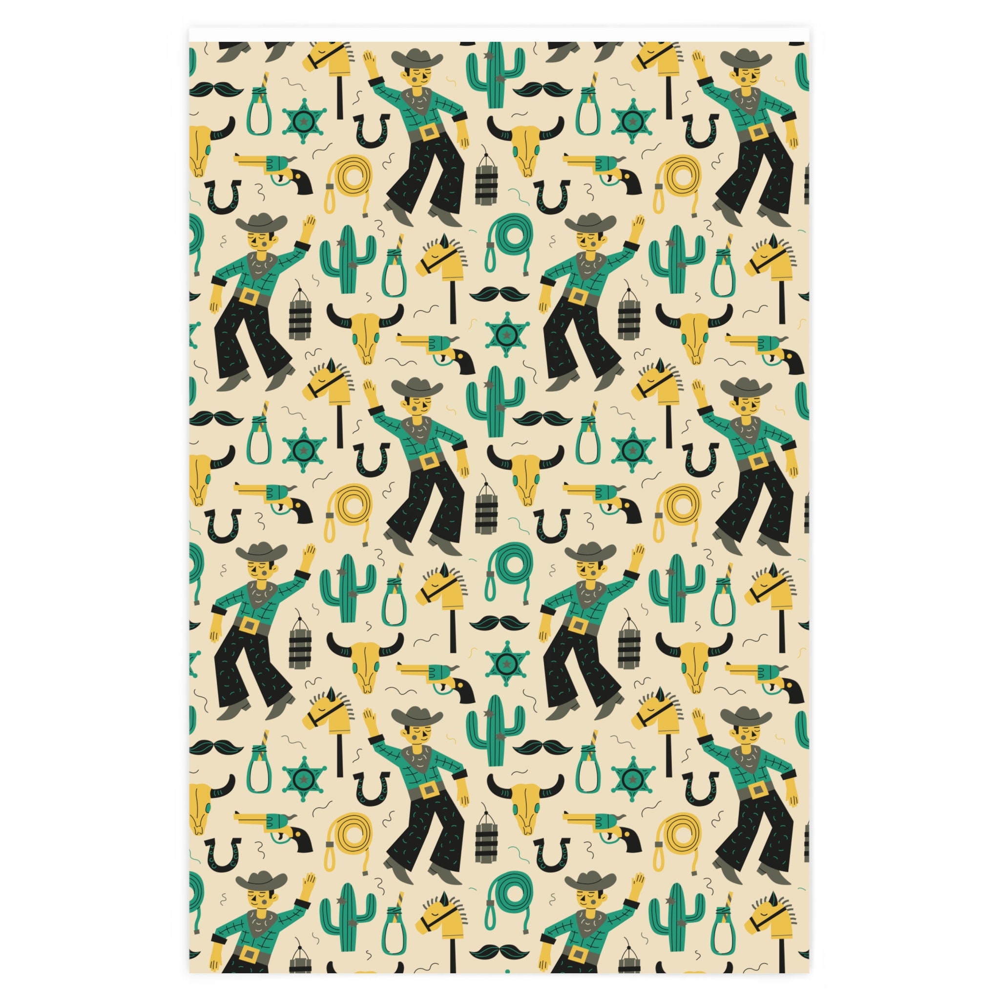 Retro Cowboy Wrapping Paper Roll Western Gift Wrap Country - Etsy
