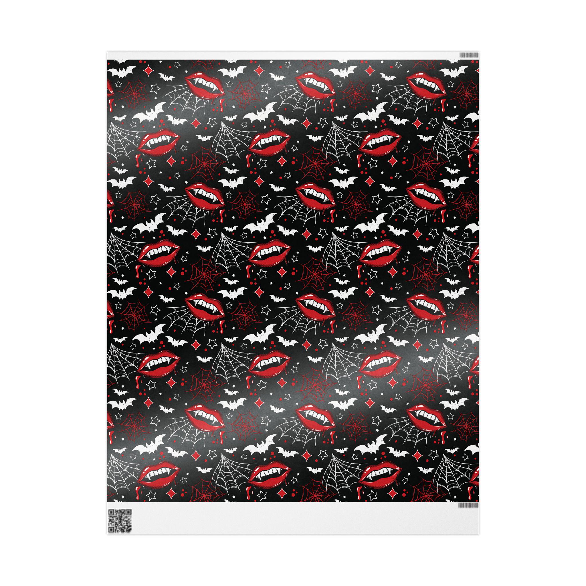 Vampire Wrapping Paper Roll, Halloween Gift Wrap, Bats Giftwrap, Spider ...