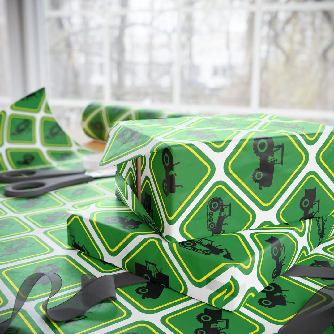 Tractor Wrapping Paper Roll, Farm Birthday Gift Wrap, Barnyard Animals ...