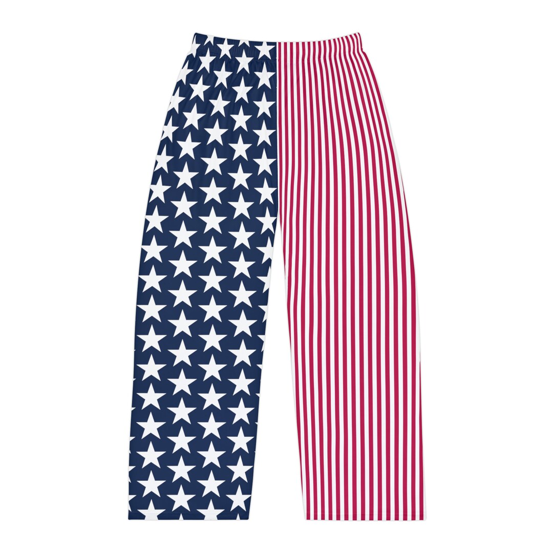 Men's Patriotic Pajama Pants All Over American Flag Print, Relaxed Fit ...