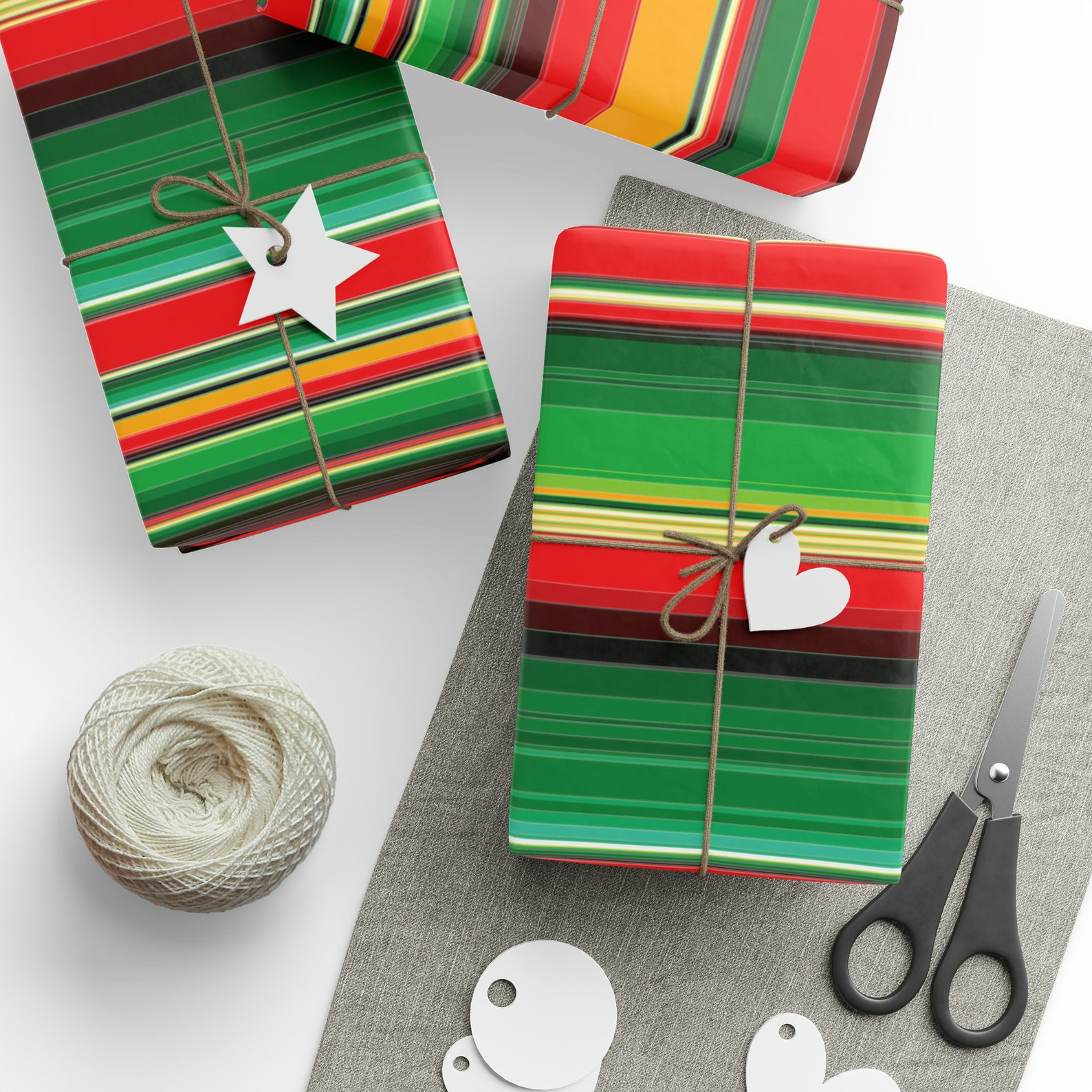 Western Serape Wrapping Paper Roll, Mexican Gift Wrap, Red Green Yellow ...