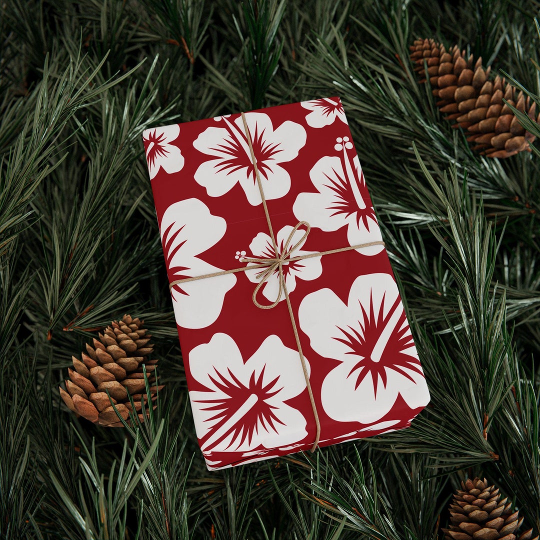 Hibiscus Wrapping Paper Roll, Hawaiian Shirt Gift Wrap, Christmas Gifts ...
