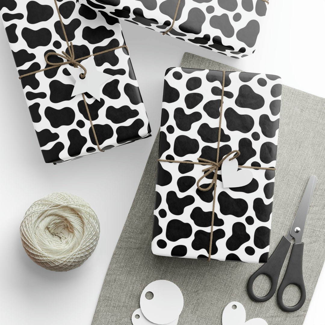 Cow Print Gift Wrapping Paper Roll, Black & White, Moo Barnyard Animal ...