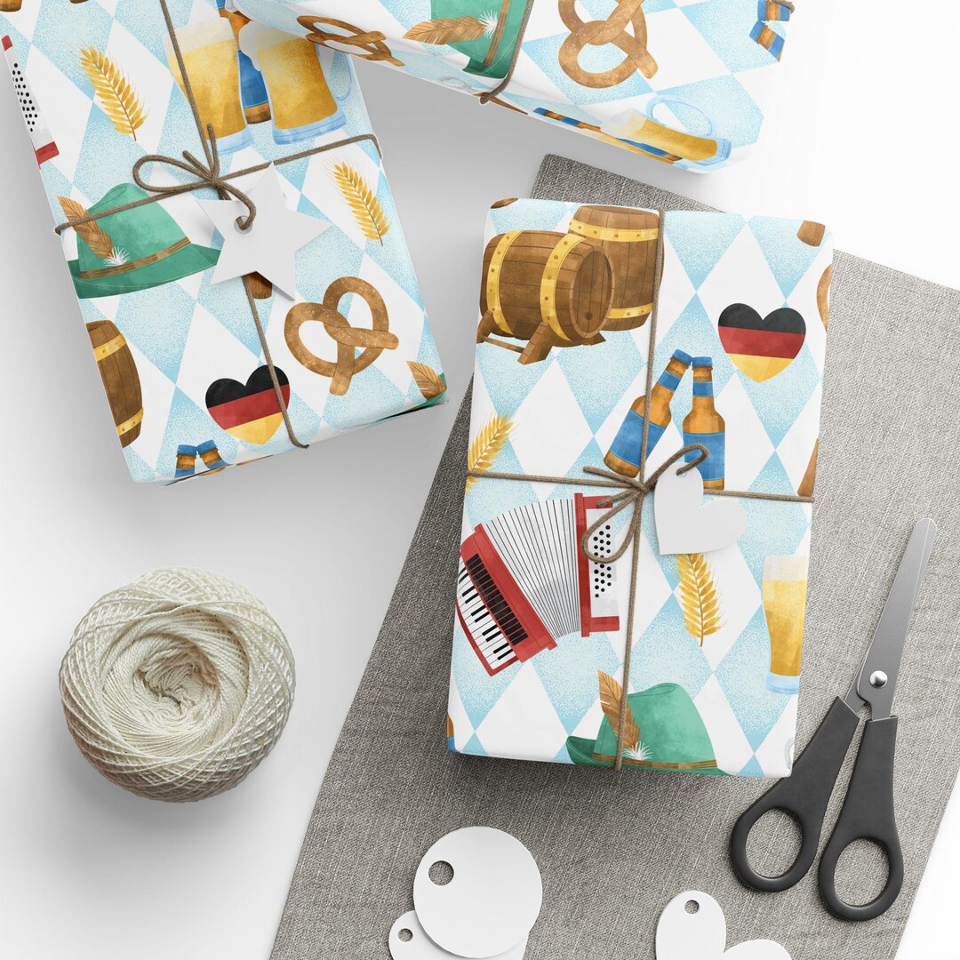 Oktoberfest Wrapping Paper Roll, Bavarian Gift Wrap, Matte or Glossy ...