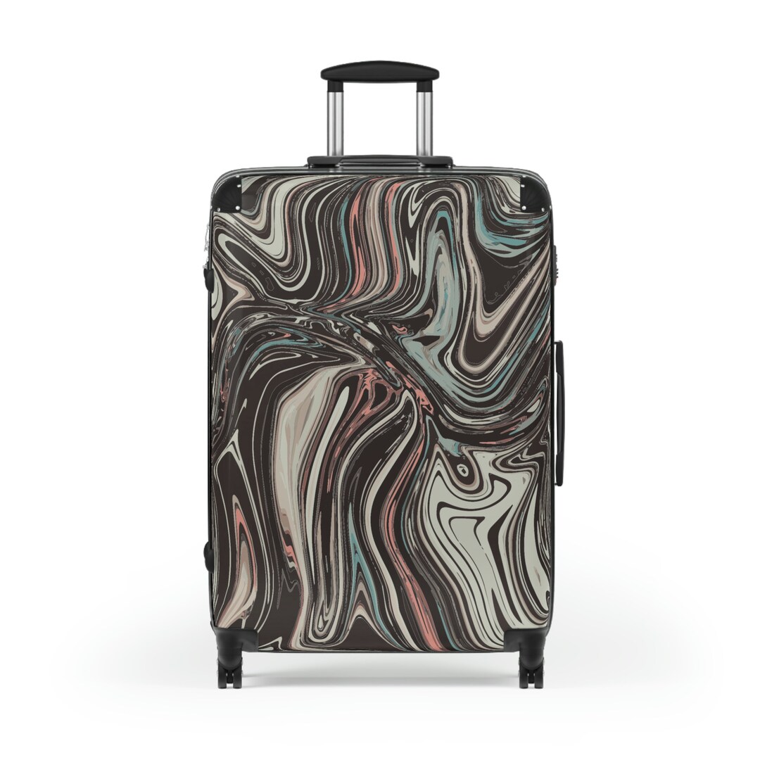 Designer Luggage Wavy Marble Pattern, Spinner Wheels, Hard Shell ...