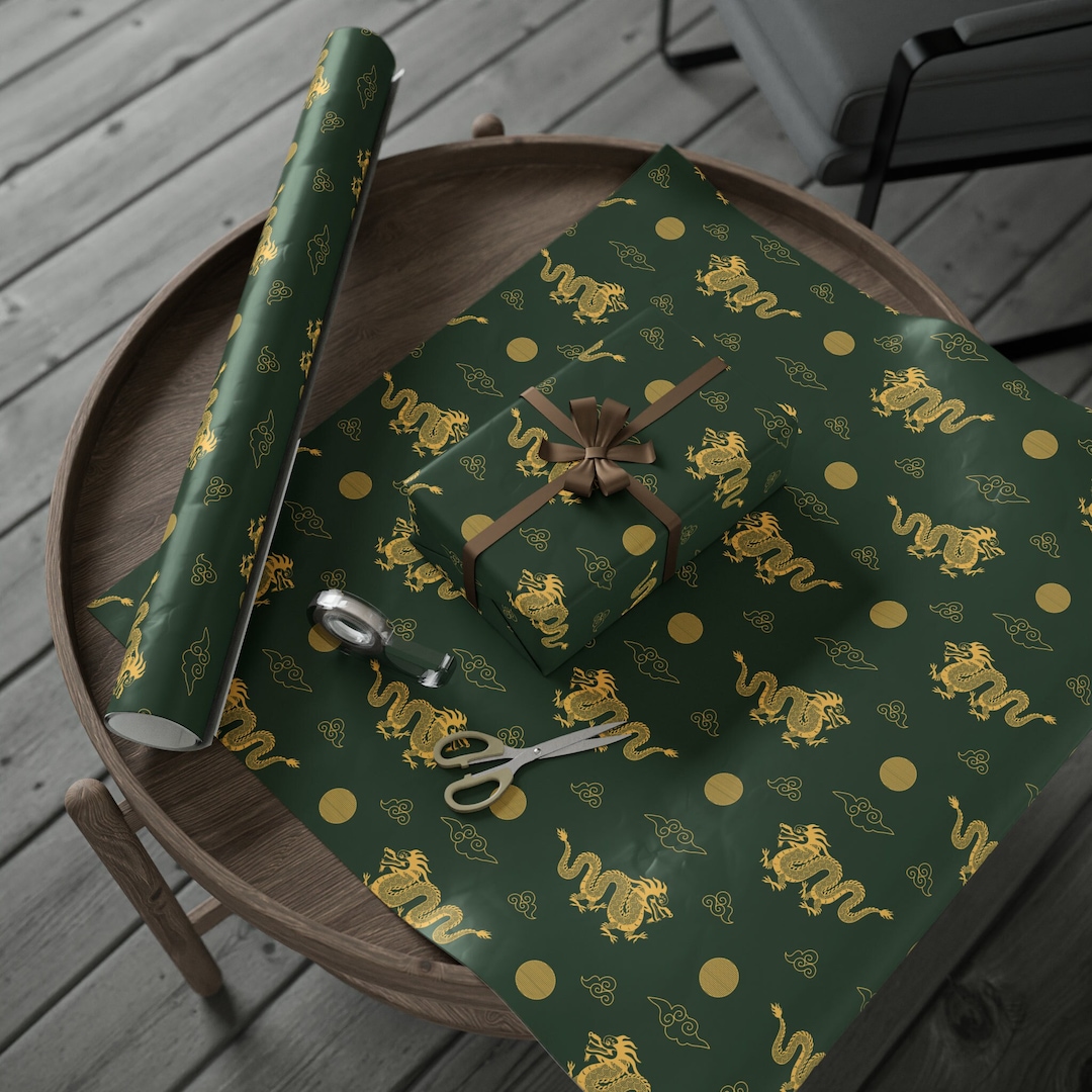 Chinese New Year Wrapping Paper Roll, Year of the Dragon Gift Wrap ...