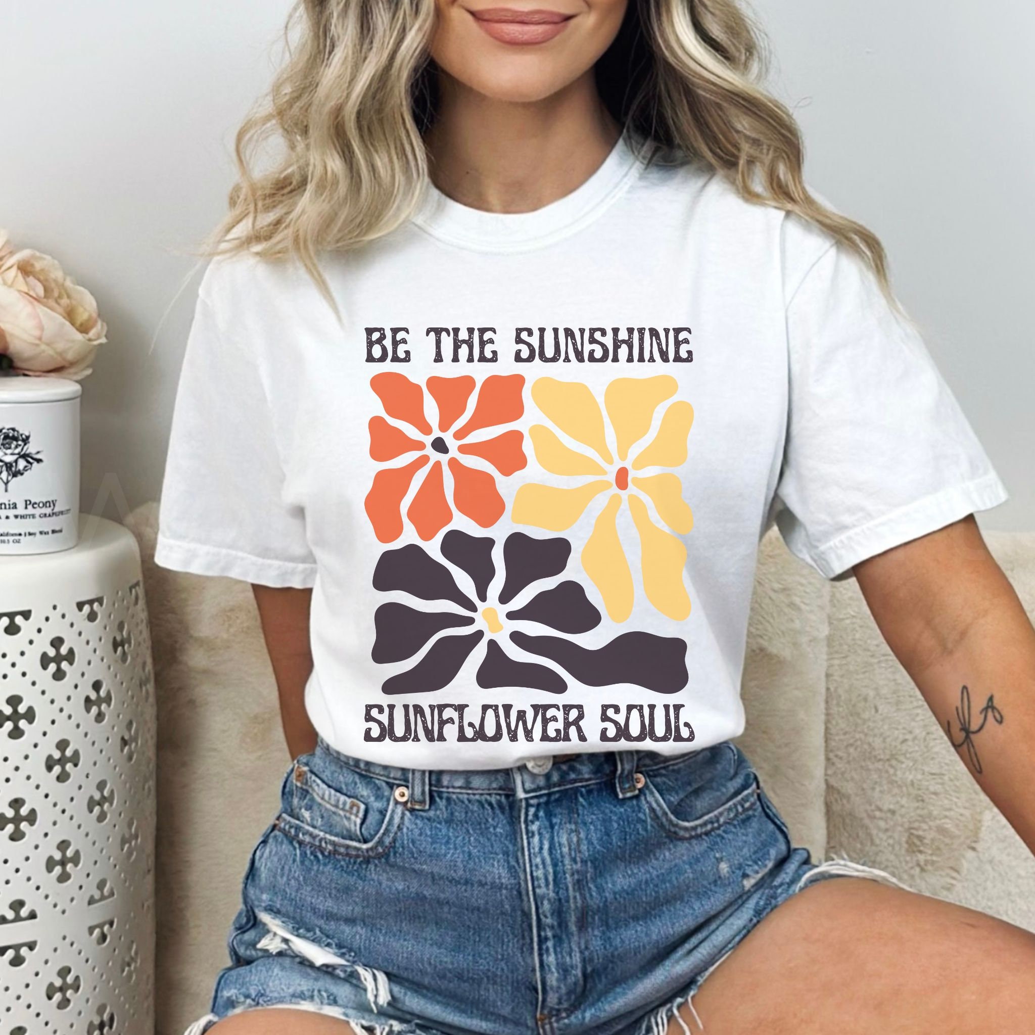 Sunflower Shirt, Flower Market Tshirt, Yellow Floral Graphic Tee ...