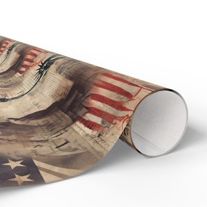 Statue of Liberty Wrapping Paper Roll, American Flag Gift Wrap ...