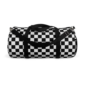 Checkered Duffel Bag, Black and White Checked Duffle Bag, Checker Flag ...
