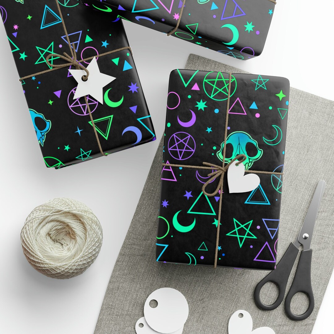 Magic Symbols Wrapping Paper Roll, Gothic Witchcraft Gift Wrap, Matte ...