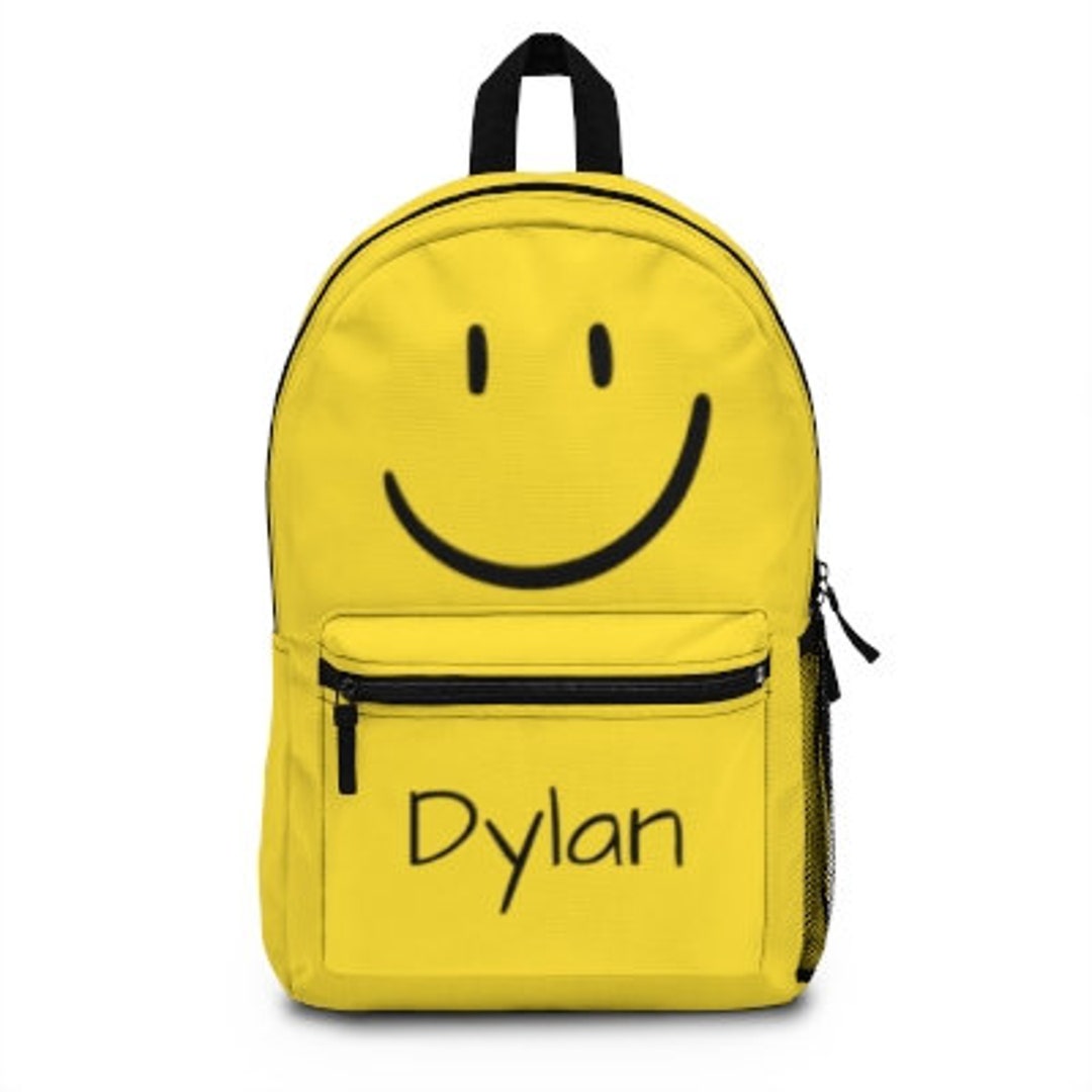 Personalized Happy Face Backpack, Back to School, Travel Bag, Interior ...