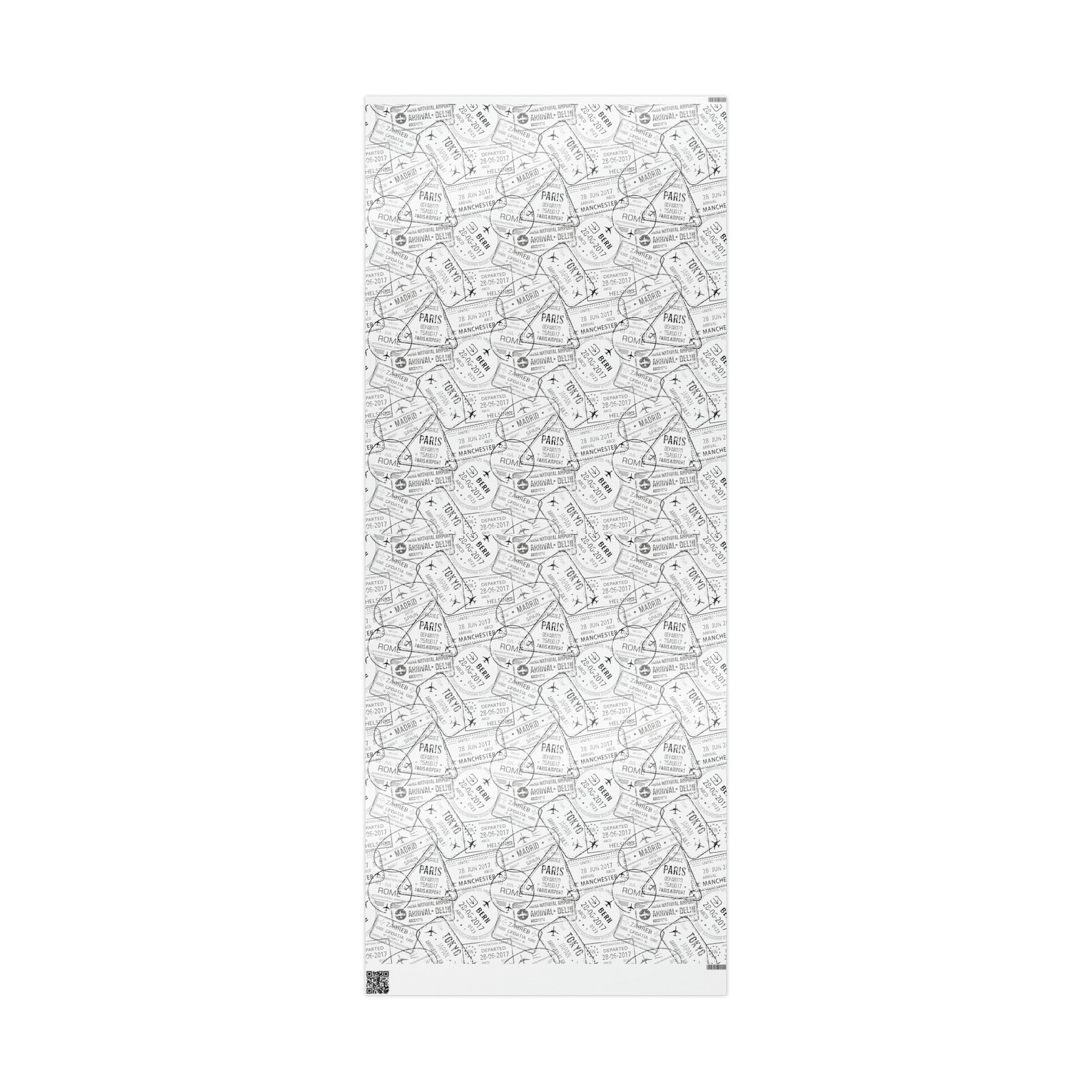 Passport Stamps Wrapping Paper Roll, Vacation Travel Gift Wrap, Black ...
