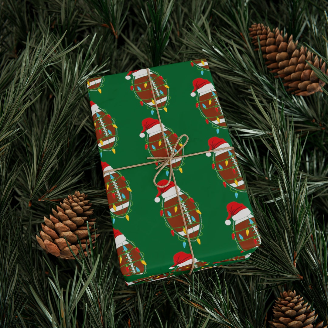 Christmas Football Wrapping Paper Roll, Touchdown Player Holiday Gift ...