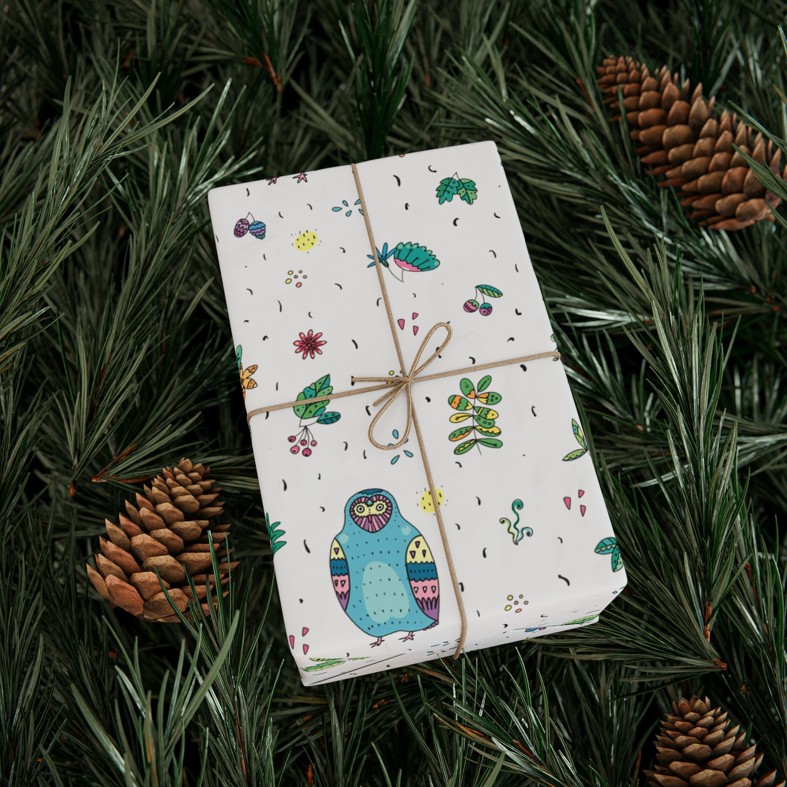 Owl Wrapping Paper Roll, Happy Cute Owls Gift Wrap, Owl Lover Gifts for ...