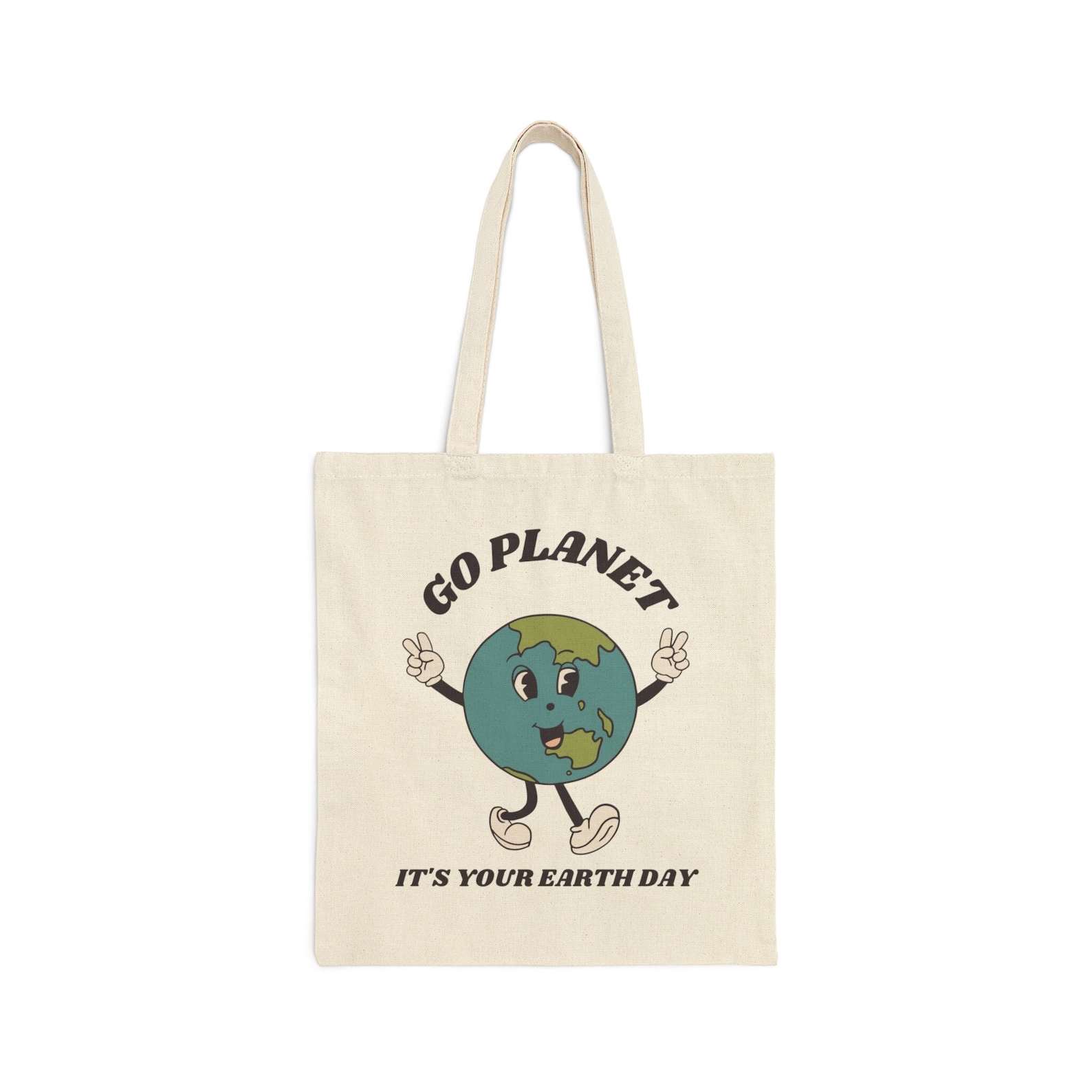 Earth Day Tote Bag, Cotton Canvas Bag, Earthday, Retro Cartoon, ECO ...