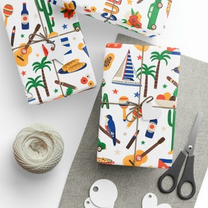 Cuba Wrapping Paper Roll, Havana Cuba, Paper Has Iconic Symbols (cuba ...