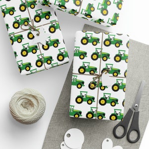 Tractor Wrapping Paper Roll, Tractor Birthday Gift Wrap, Farm Farming ...