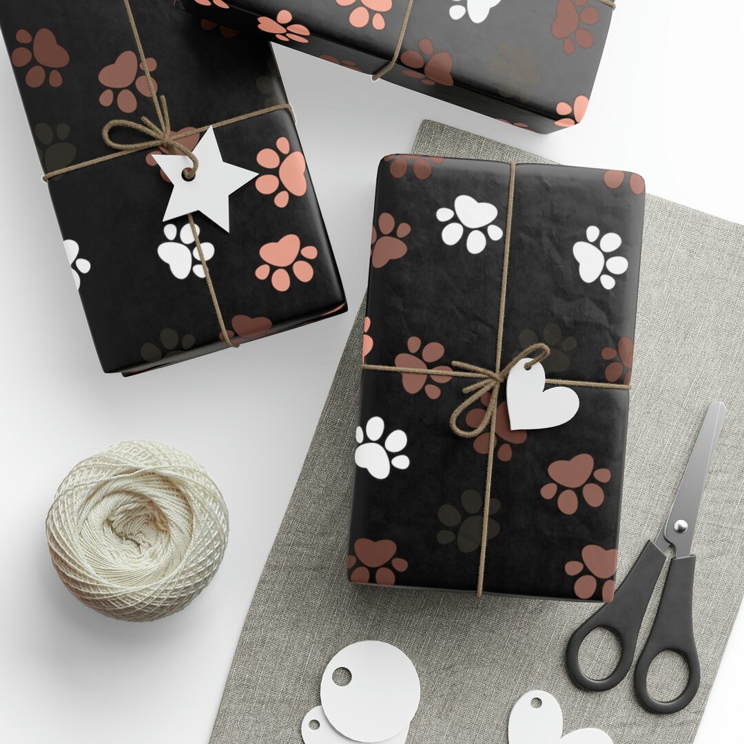 Paw Print Wrapping Paper Roll, Dog Gift Wrap Designed for Pet ...