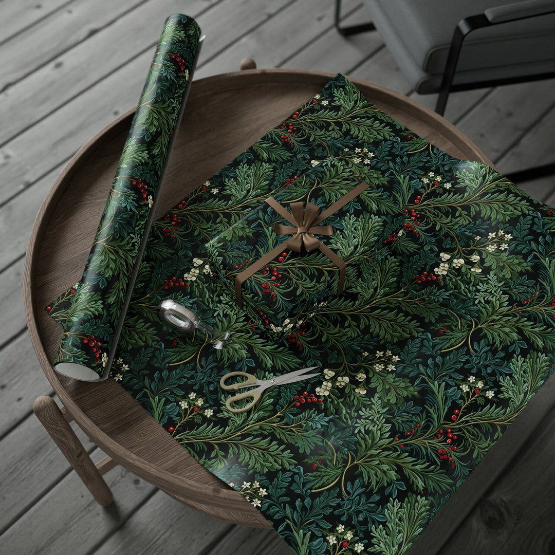 William Morris Christmas Inspired Wrapping Paper Roll, Matte or Glossy ...