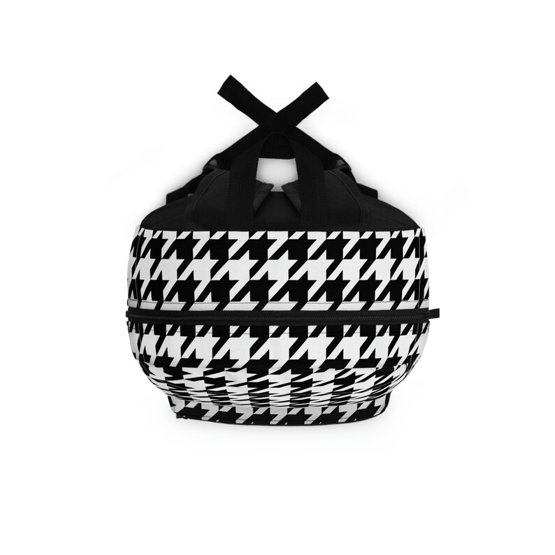Houndstooth Backpack, Black and White Bag, Adjustable Shoulder Straps ...
