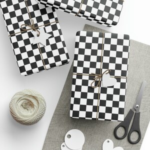 Checkered Wrapping Paper Roll, Black White Check Gift Wrap, Ideal for ...
