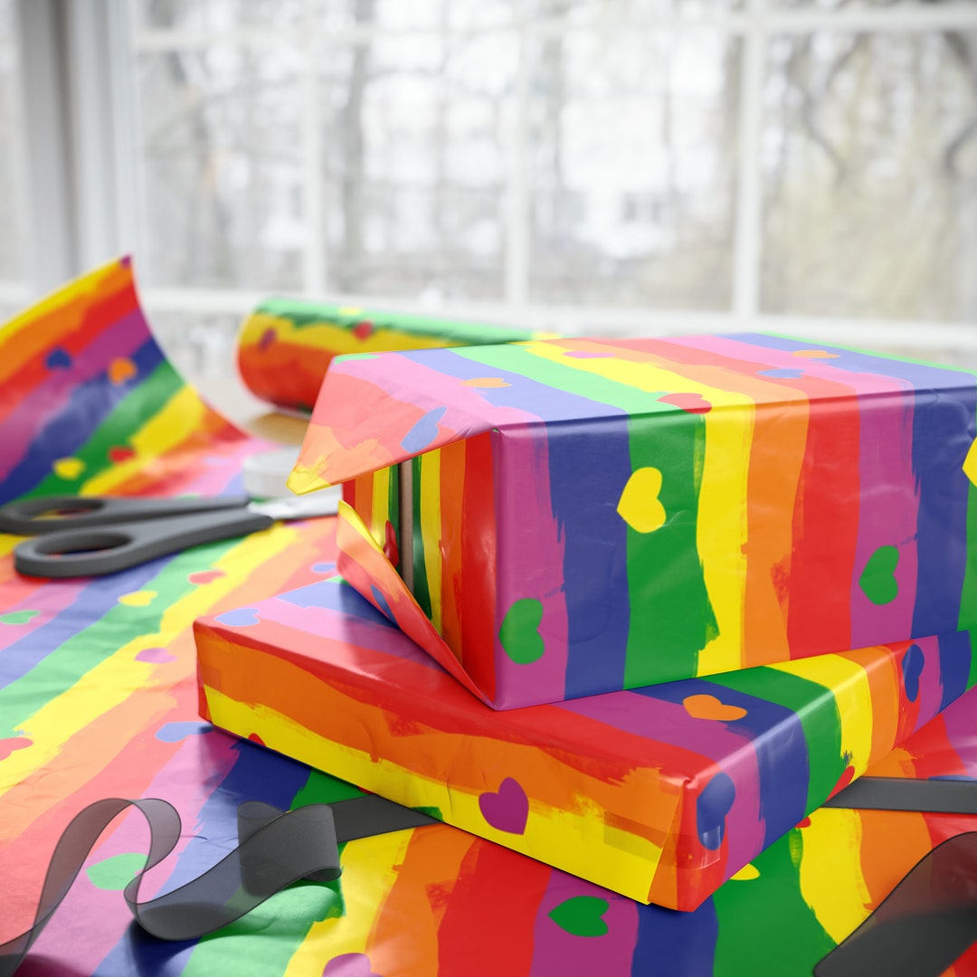 Rainbow Wrapping Paper Roll, Colorful Gift Wrap, Birthday Present ...