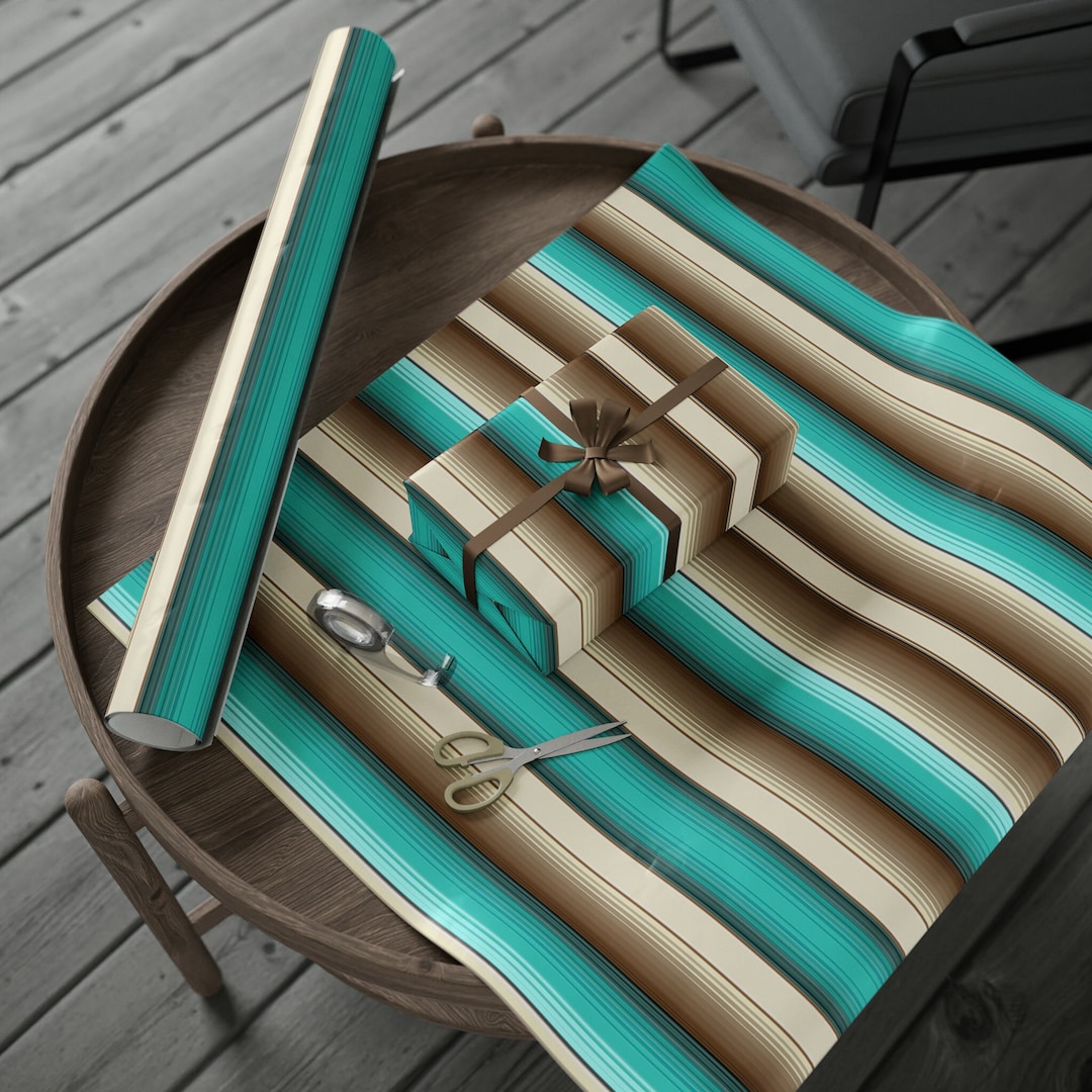 Western Serape Wrapping Paper Roll, Cowboy Gift Wrap, Turquoise Tan ...