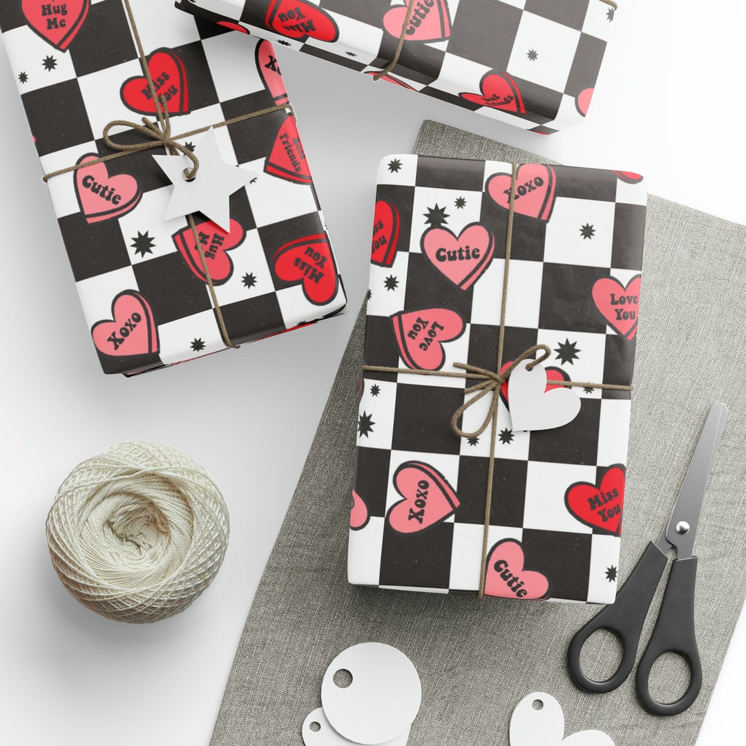 Candy Hearts Wrapping Paper Roll, XOXO Love Trendy Valentine's Day Gift ...