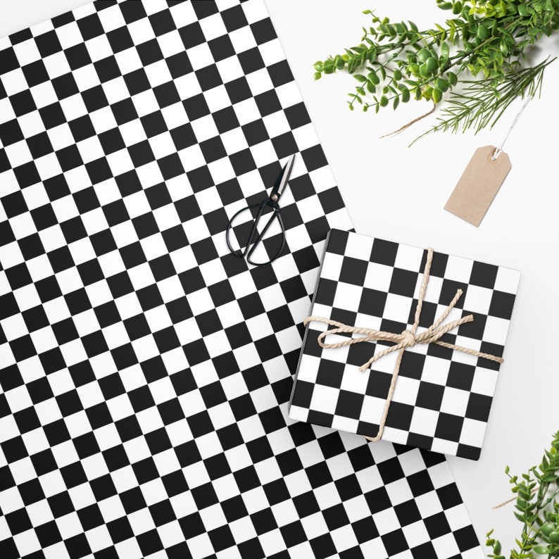 Checkered Wrapping Paper Roll Black White Check Gift Wrap - Etsy
