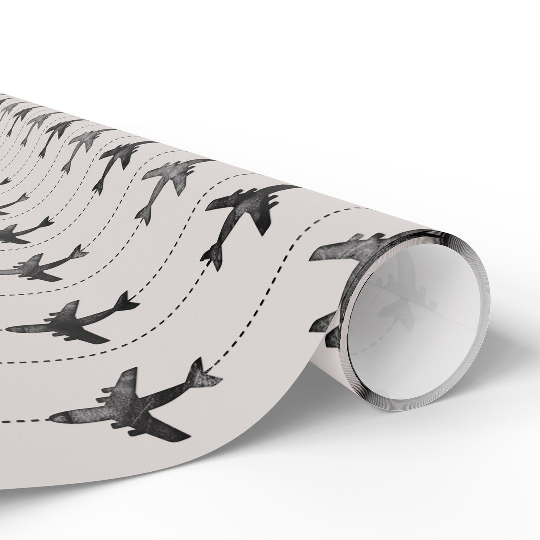 Airplane Wrapping Paper Roll, Travel Gift Wrap, Vacation Giftwrap ...