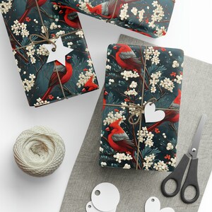 Christmas Cardinal Wrapping Paper Roll, Winter Woodland Gift Wrap, Bird ...