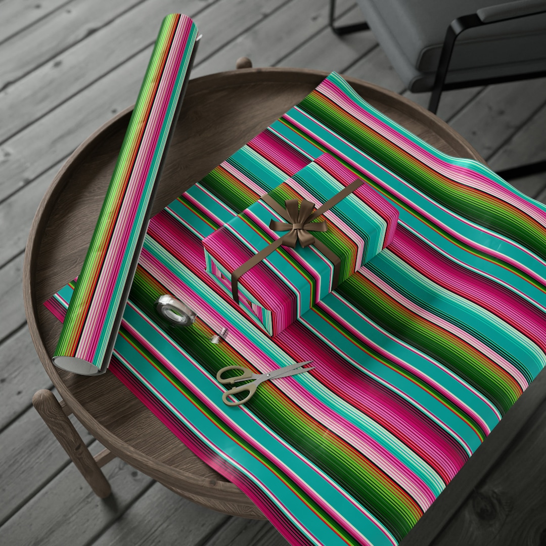 Serape Gift Wrap, Pink Green Turquoise Wrapping Paper, Christmas ...