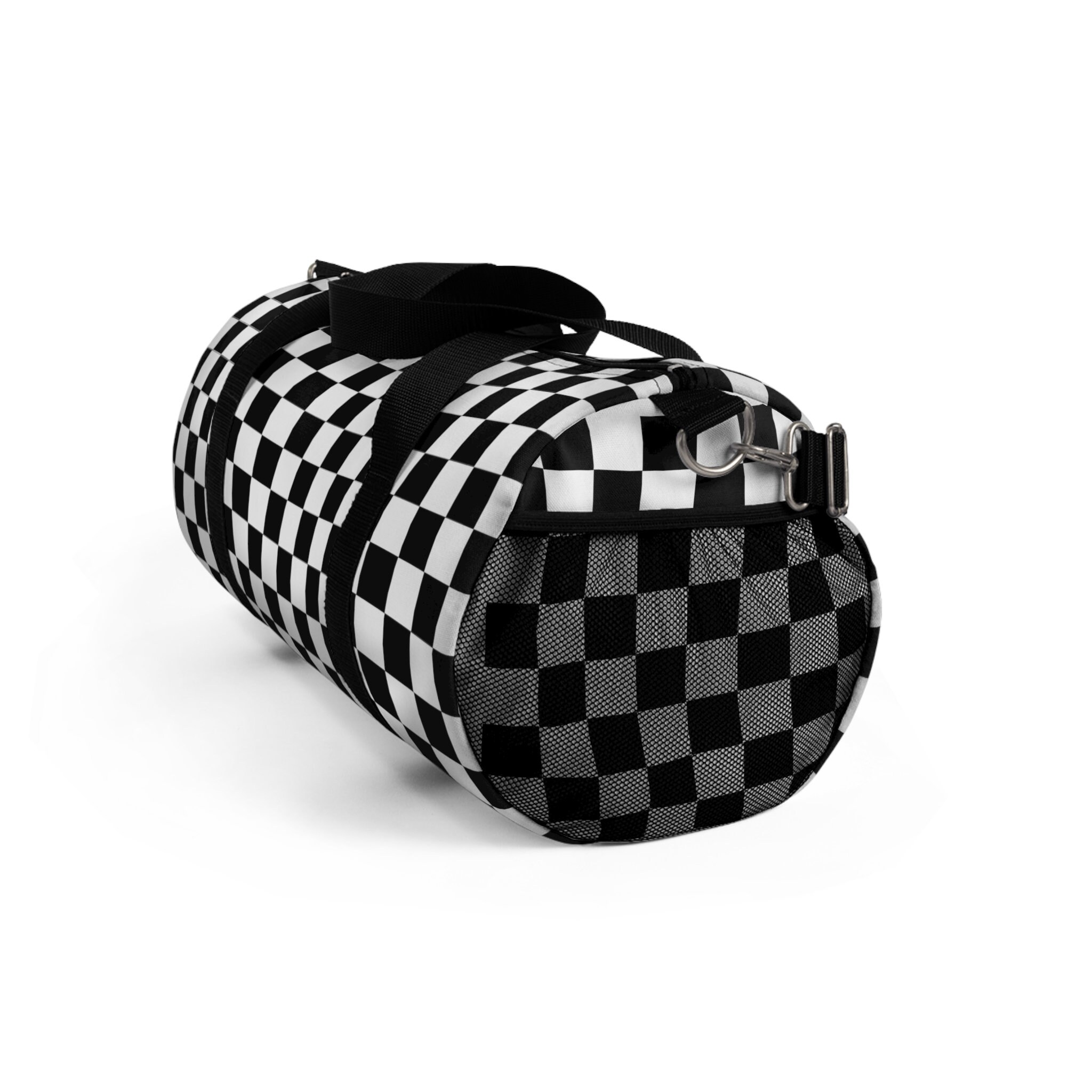 Checkered Duffel Bag Black and White Checked Duffle Bag - Etsy