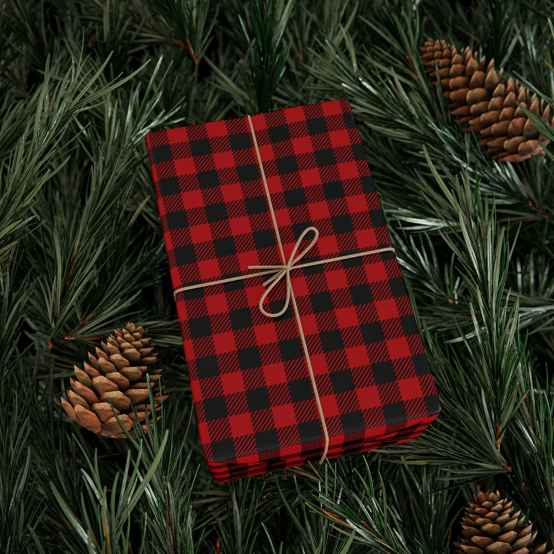Buffalo Plaid Wrapping Paper Roll, Matte or Glossy, Christmas Gift Wrap ...