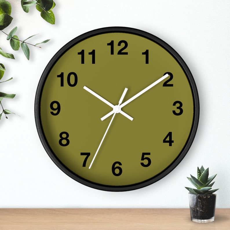 Mid Century Modern Retro Avocado Clock Numbered Black - Etsy