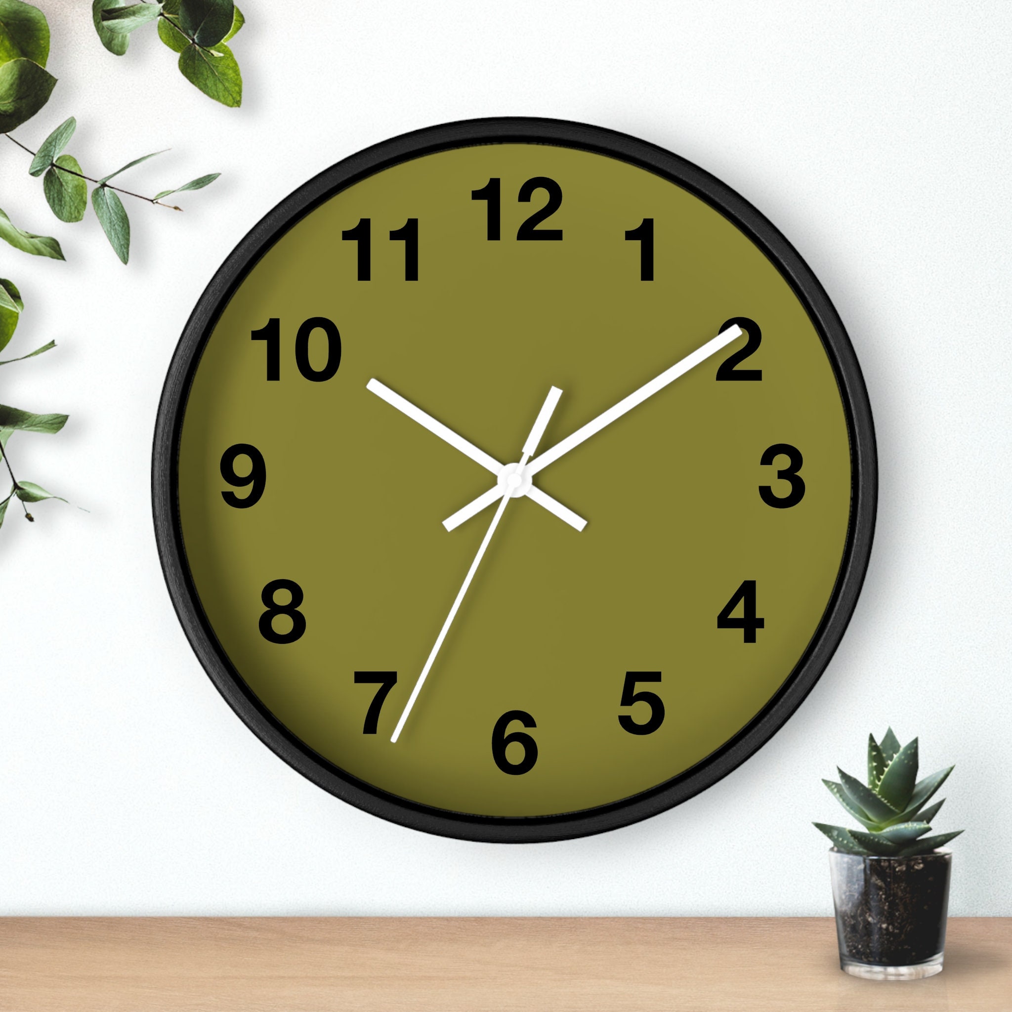 Mid Century Modern Retro Avocado Clock Numbered Black - Etsy