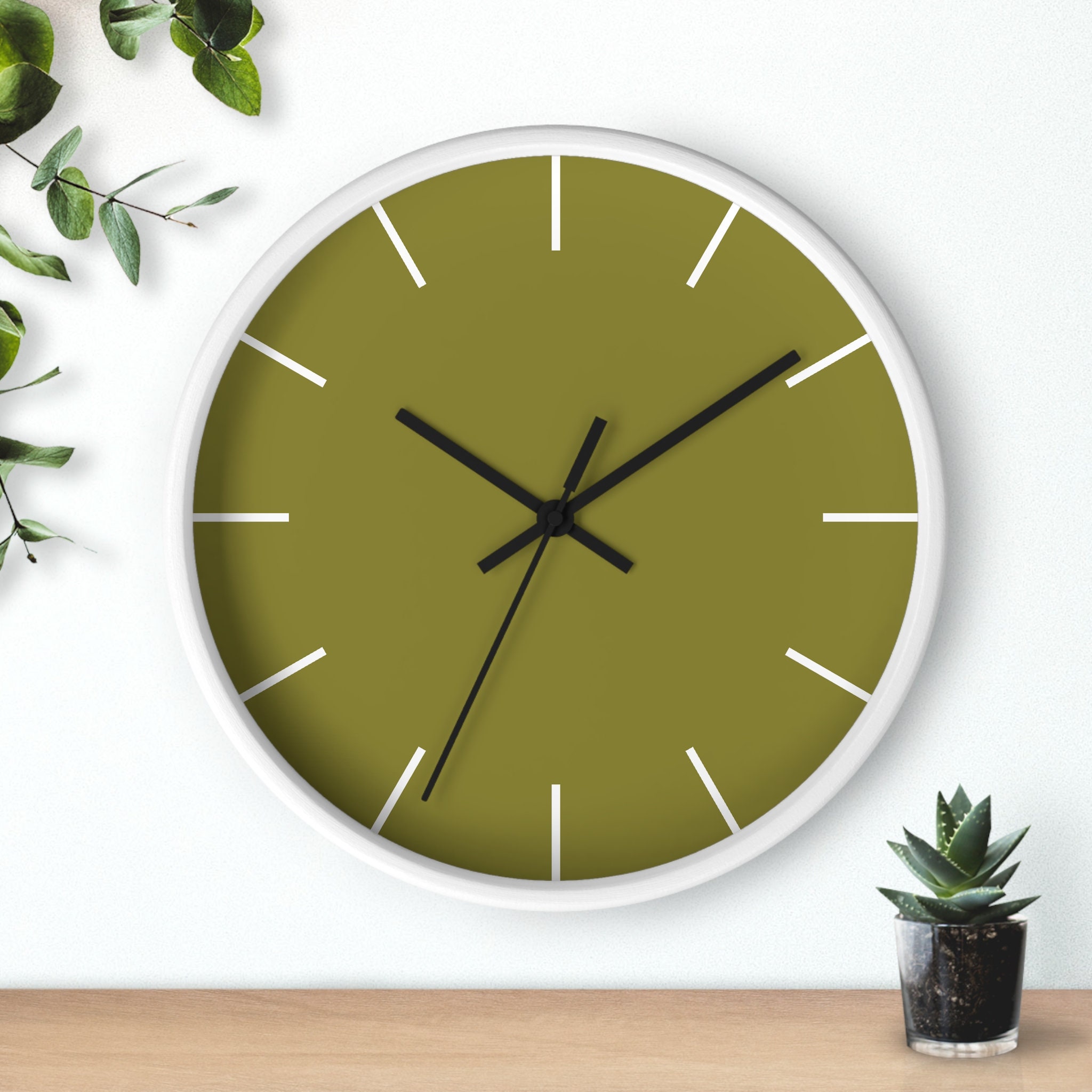 Mid Century Modern Retro Avocado Wall Clock Dial White - Etsy