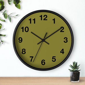 Mid Century Modern Retro Avocado Clock Numbered Black - Etsy