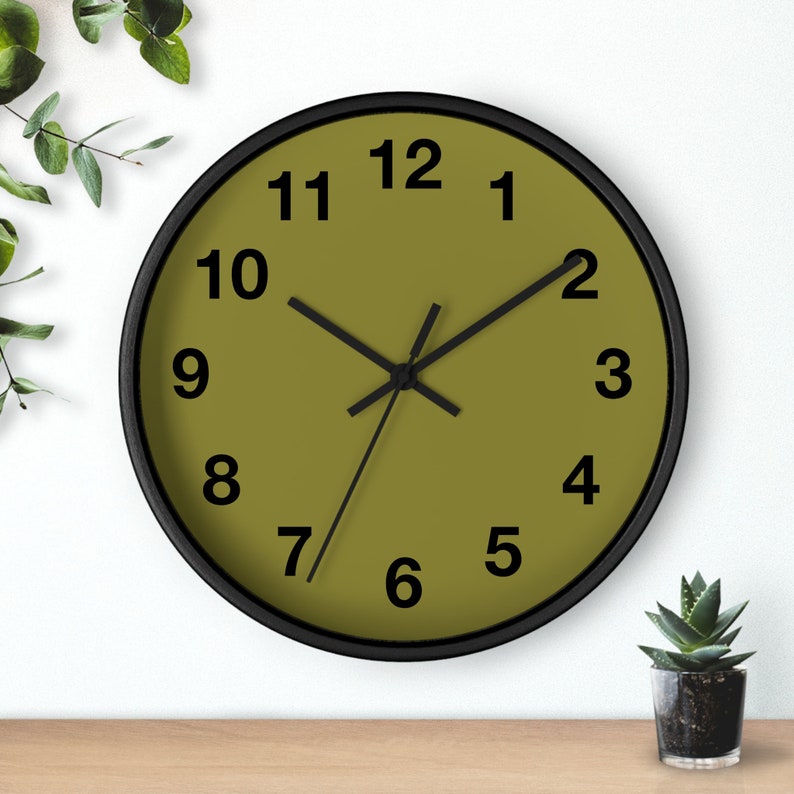 Mid Century Modern Retro Avocado Clock Numbered Black - Etsy