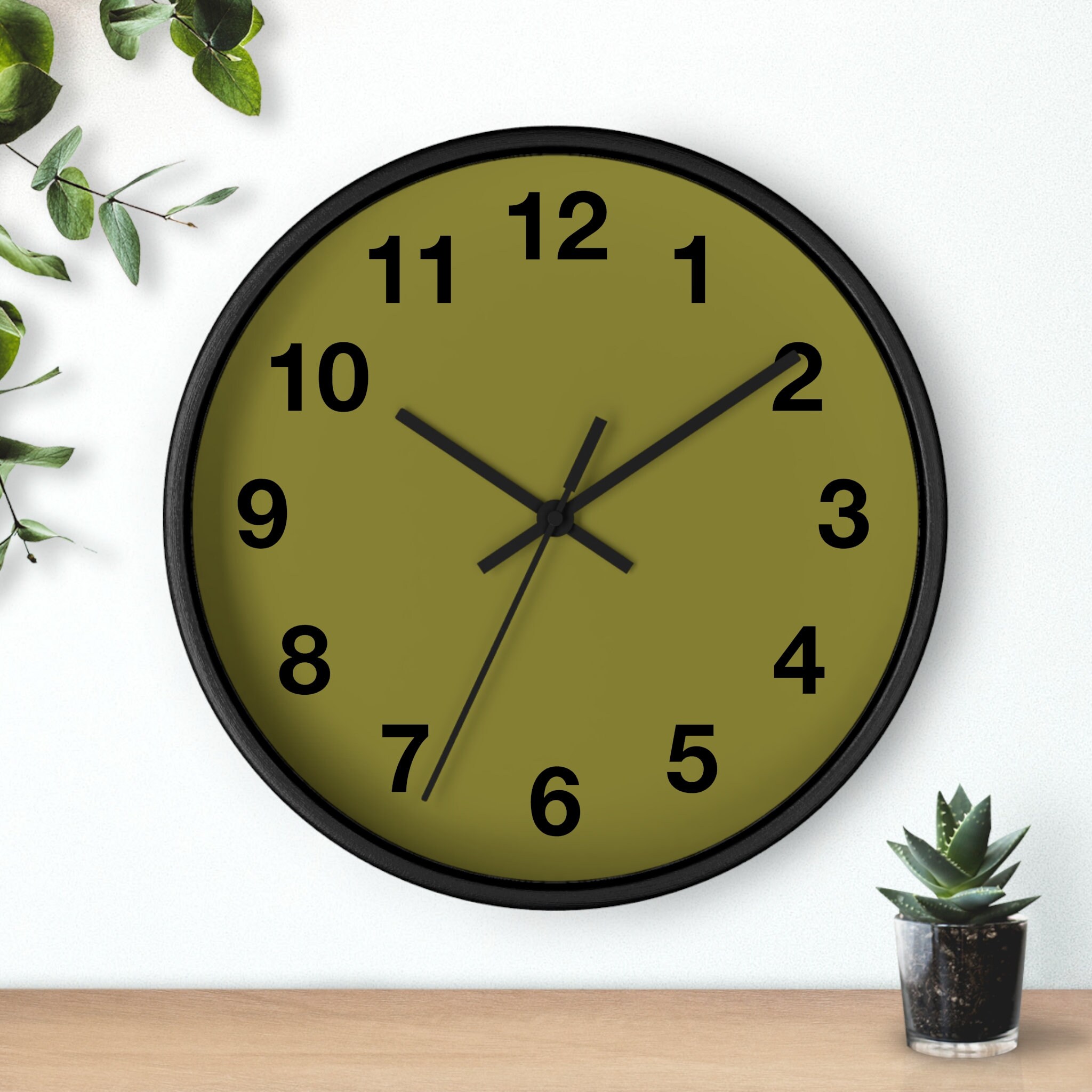 Mid Century Modern Retro Avocado Clock Numbered Black - Etsy