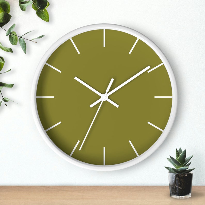Mid Century Modern Retro Avocado Wall Clock Dial White - Etsy