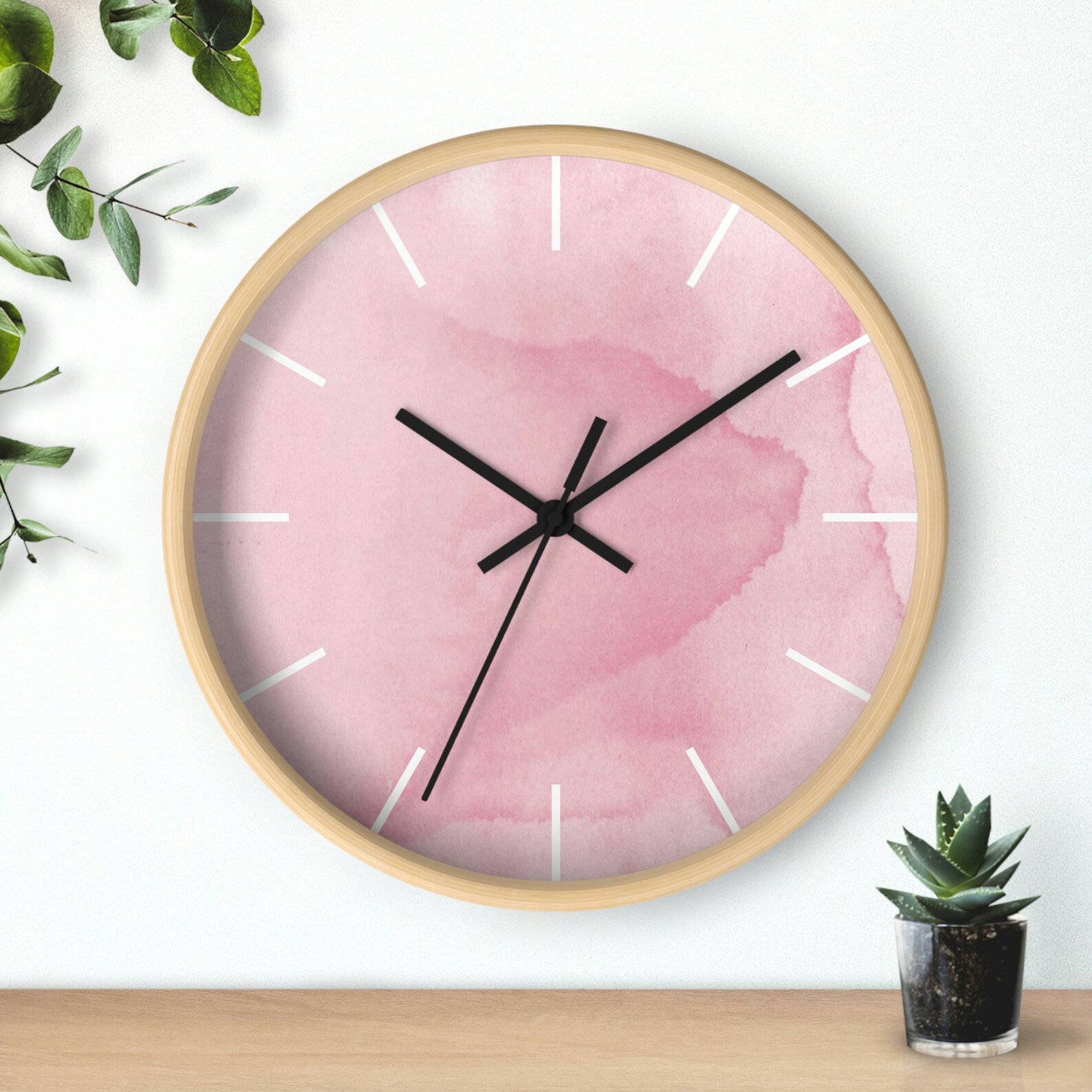 Peony Watercolor Wall Clock Dial White Minimalist Unique Wall Clock ...