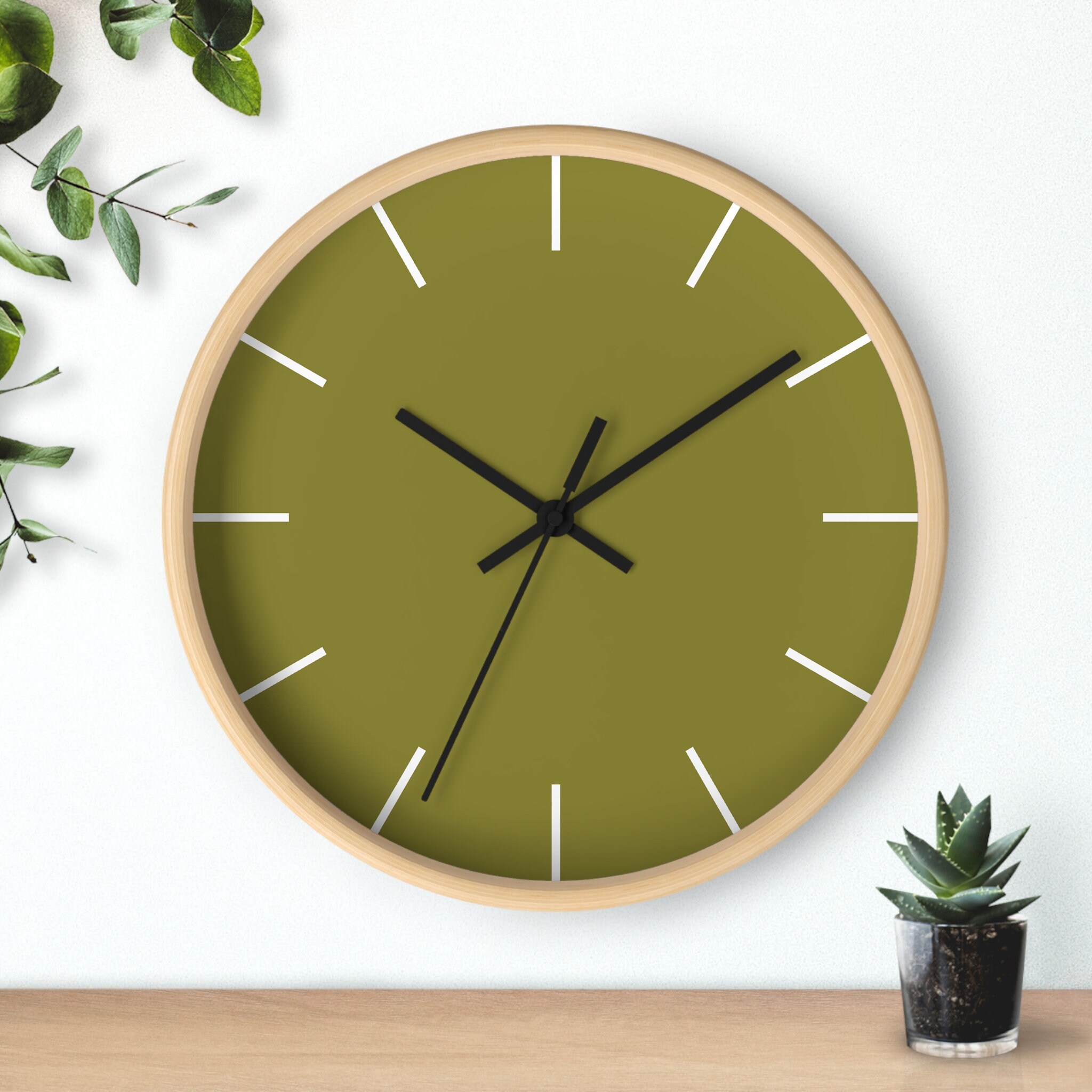 Mid Century Modern Retro Avocado Wall Clock Dial White - Etsy