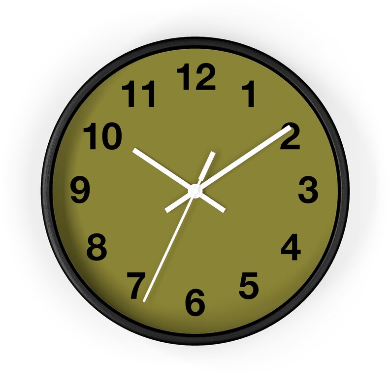 Mid Century Modern Retro Avocado Clock Numbered Black - Etsy