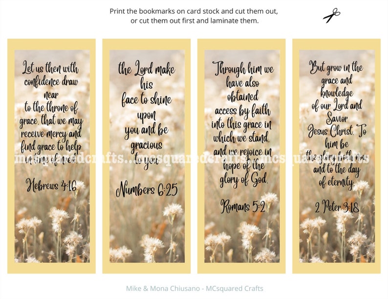 Bookmark Digital Download Grace Bible Verses - Etsy
