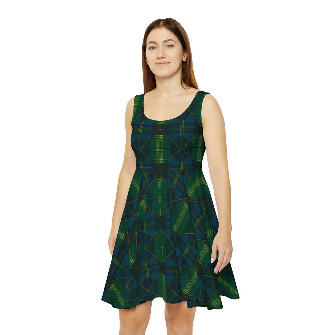 Irish Green Galligan Flannel Pattern Women's Skater Dress (AOP) Great ...