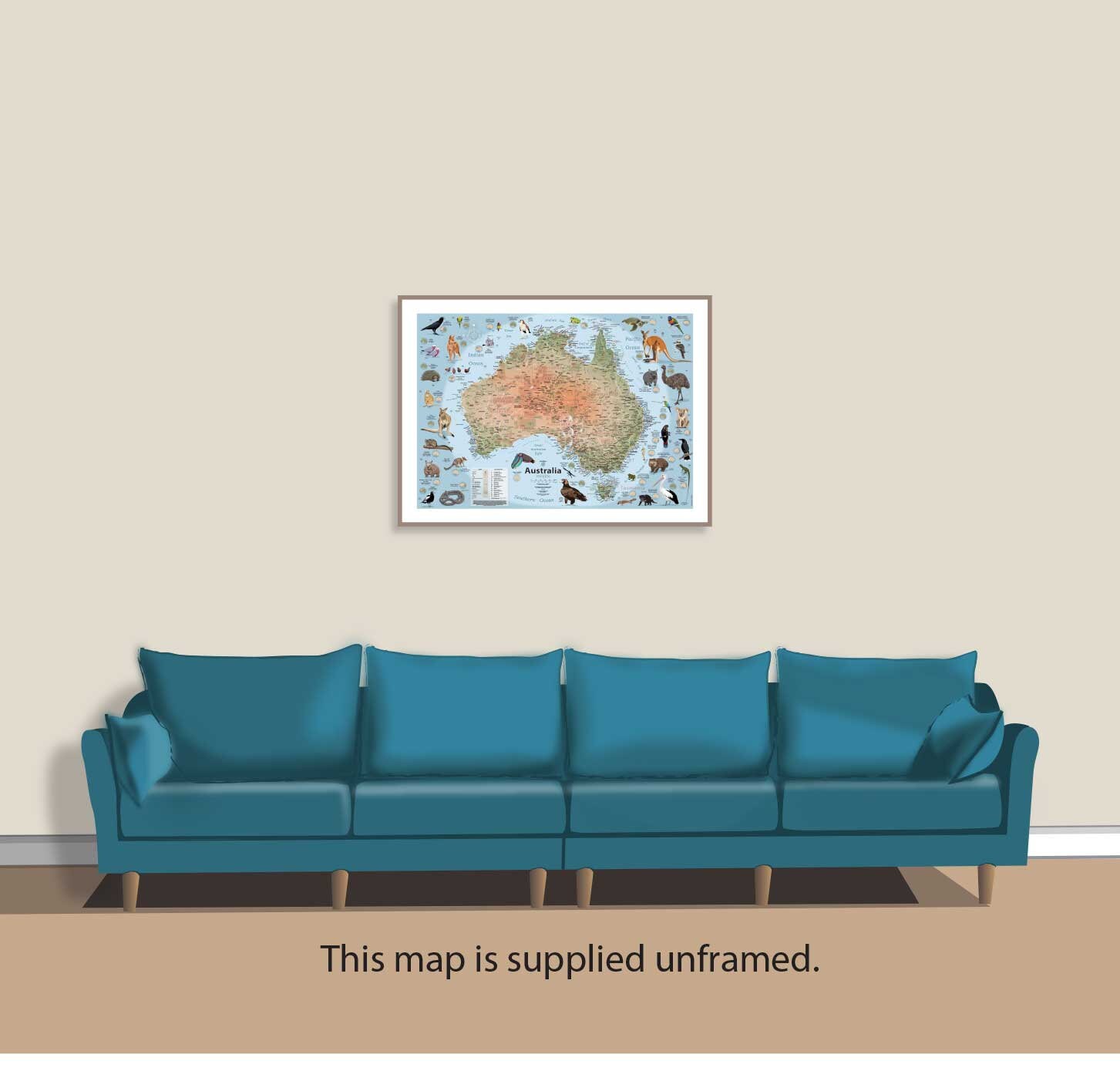 Illustrated Map of Australia - Wildlife - Etsy